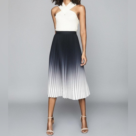 ALLI K | Dresses | Alli K Stripe Ombre Pleated Cutout Back Midi Dress ...